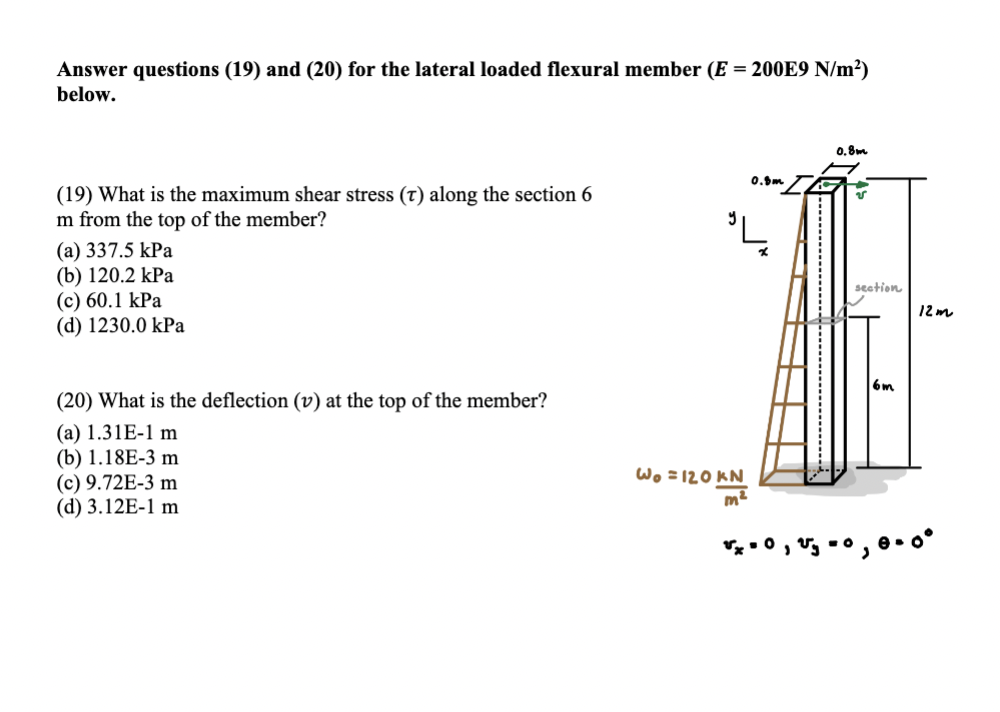 Solved Answer questions (19) and (20) for the lateral loaded | Chegg.com