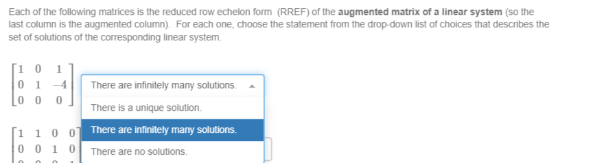 Solved Each of the following matrices is the reduced row | Chegg.com