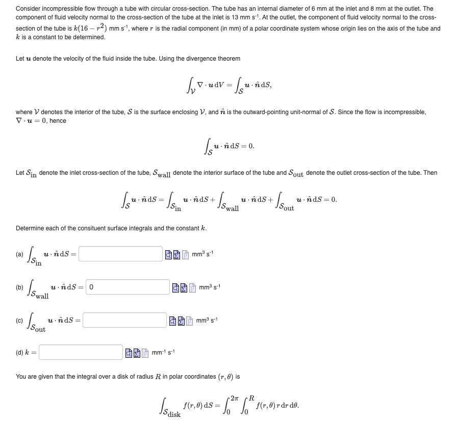 Solved Consider incompressible flow through a tube with | Chegg.com