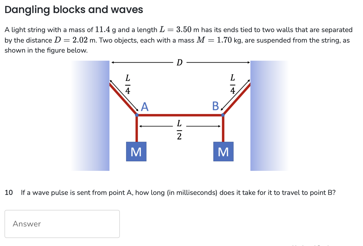 Solved A light string with a mass of 11.4 g and a length | Chegg.com