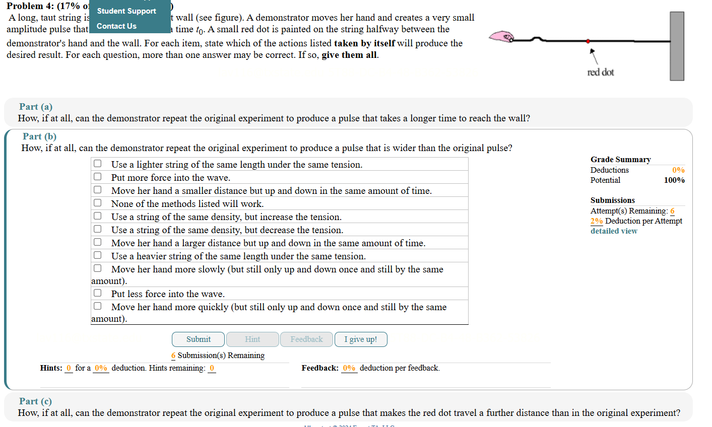 Solved Problem 4: (17\% ﻿o A long, taut string isamplitude | Chegg.com