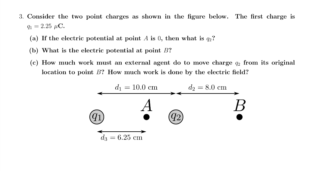 Solved 3. Consider the two point charges as shown in the | Chegg.com
