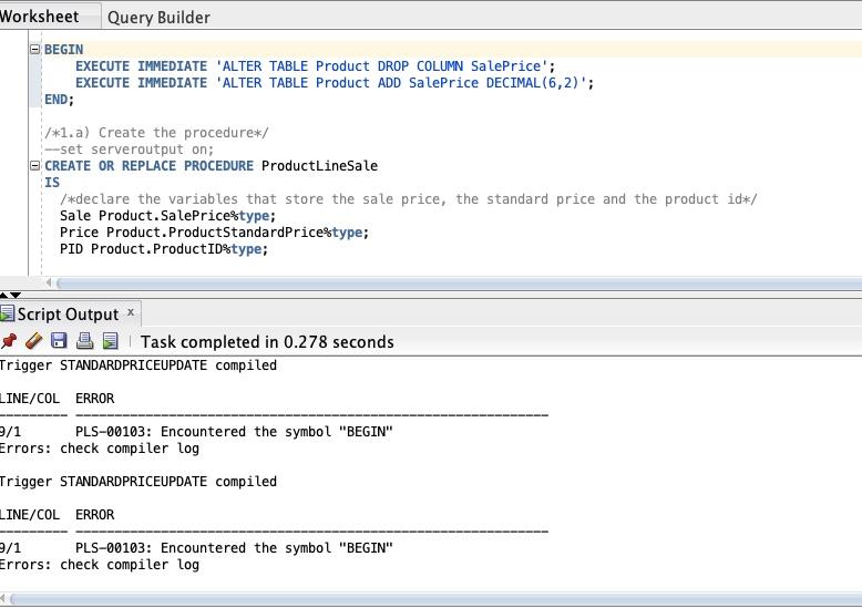 Worksheet Query Builder BEGIN EXECUTE IMMEDIATE | Chegg.com