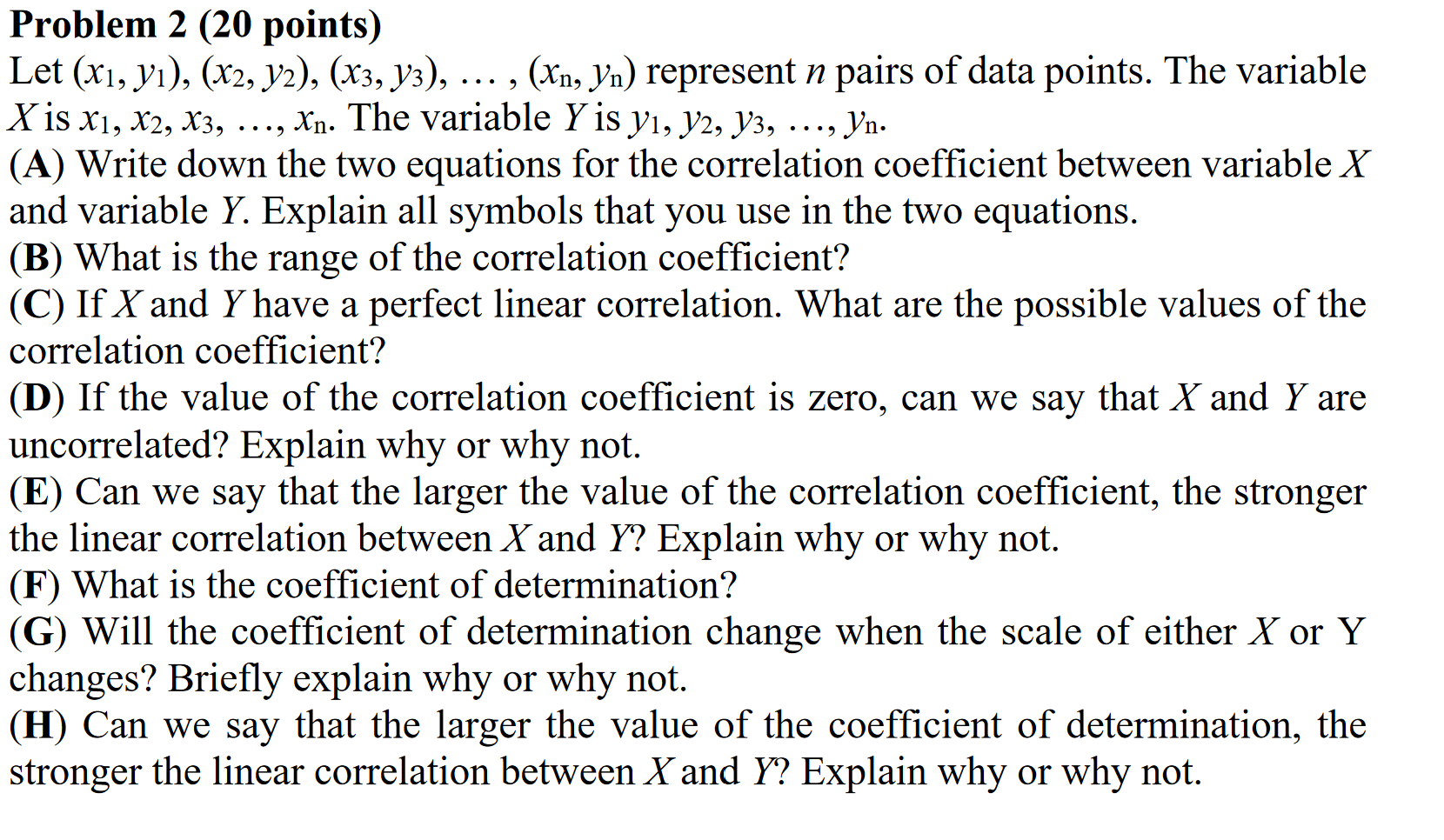 Problem 2 (20 points) Let | Chegg.com