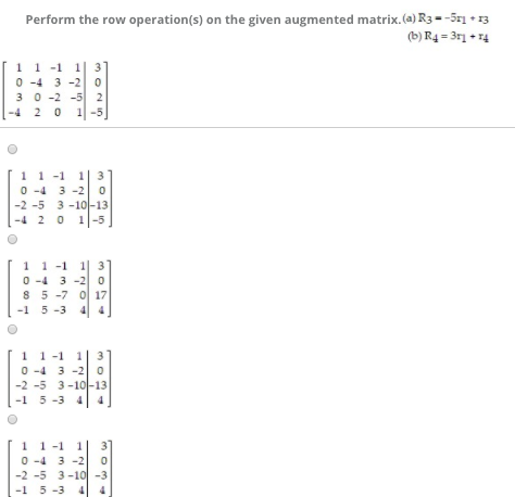 Solved Recognize the elementary row operation used and | Chegg.com