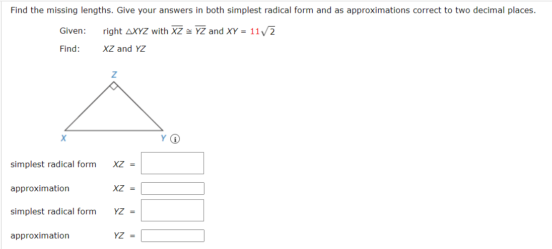 Solved Find the missing lengths. Give your answers in both | Chegg.com