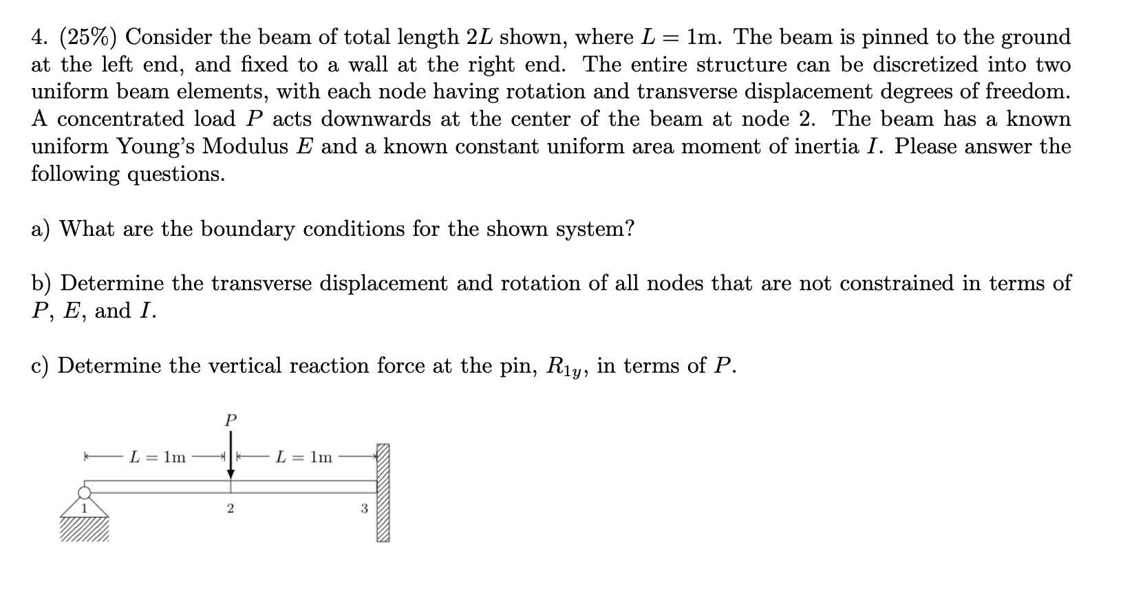 Solved 4. (25\%) Consider the beam of total length 2L shown, | Chegg.com