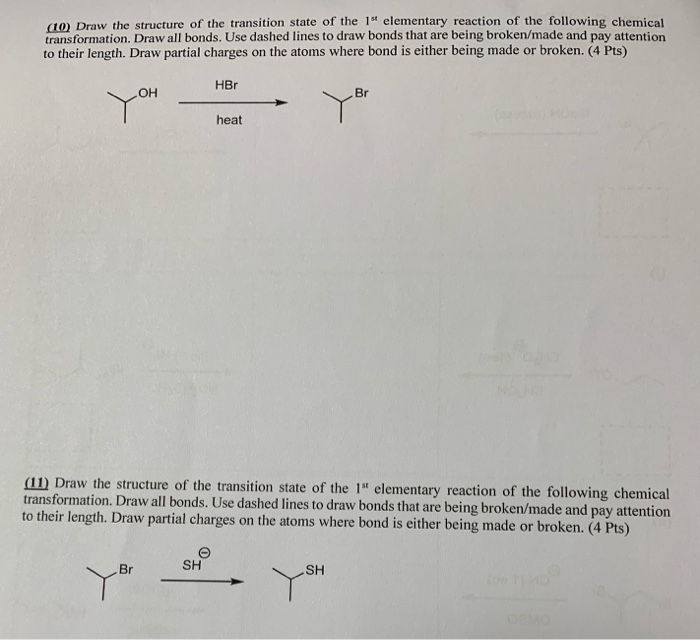 Solved ao Draw the structure of the transition state of the | Chegg.com