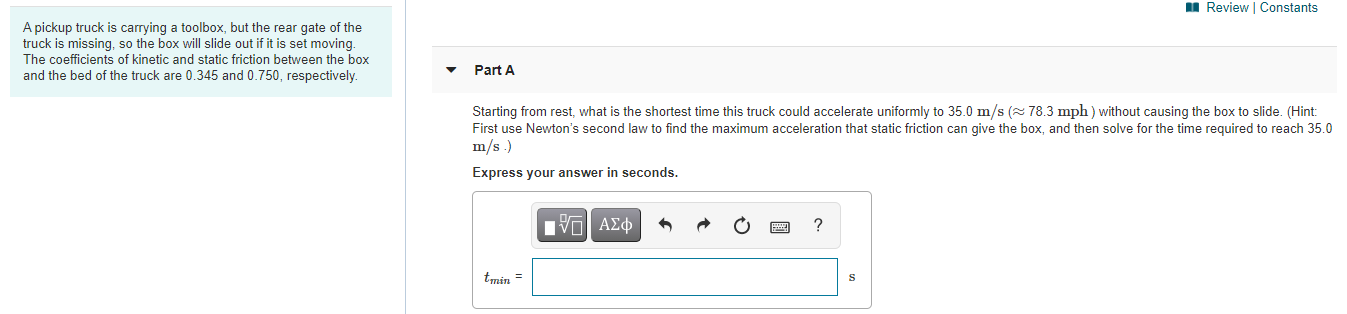 Solved Review Constants A pickup truck is carrying a | Chegg.com
