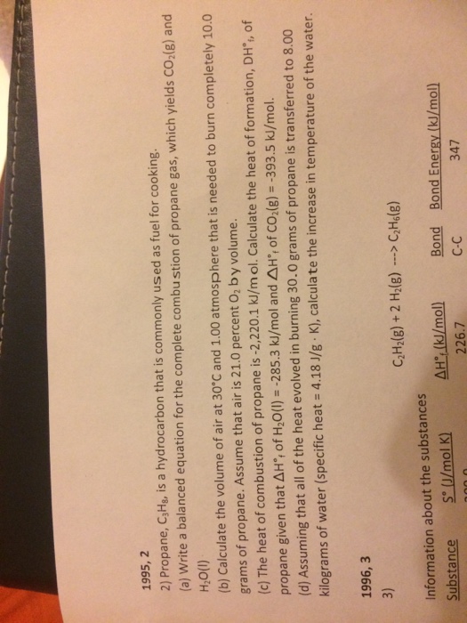 Solved Propane, C_3H_8, is a hydrocarbon that is commonly | Chegg.com