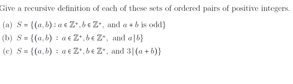 Solved = Give a recursive definition of each of these sets | Chegg.com