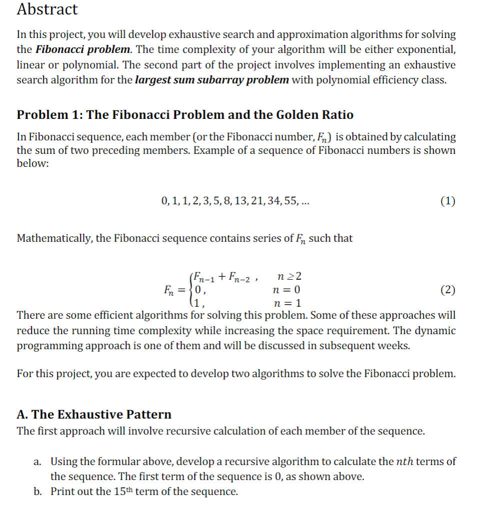 Solved Abstract In this project, you will develop exhaustive | Chegg.com