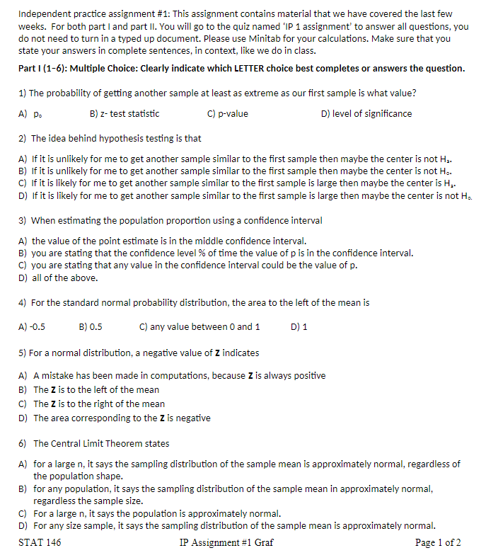 Solved Independent practice assignment \#1: This assignment | Chegg.com