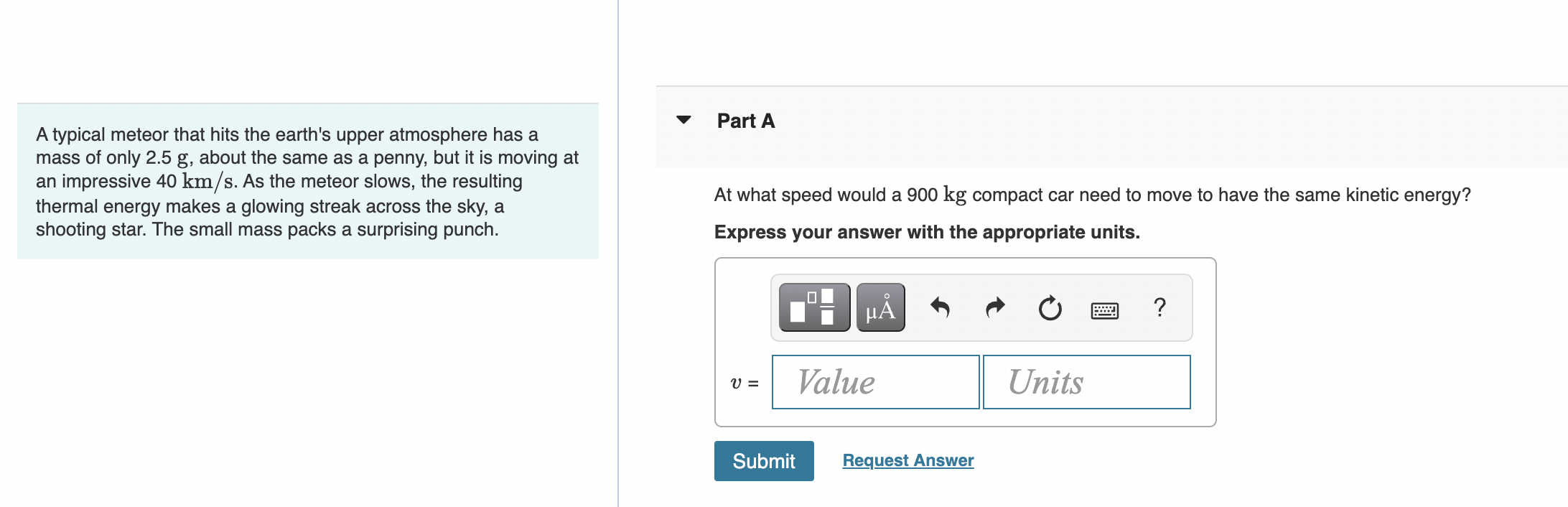 Solved A typical meteor that hits the earth's upper | Chegg.com