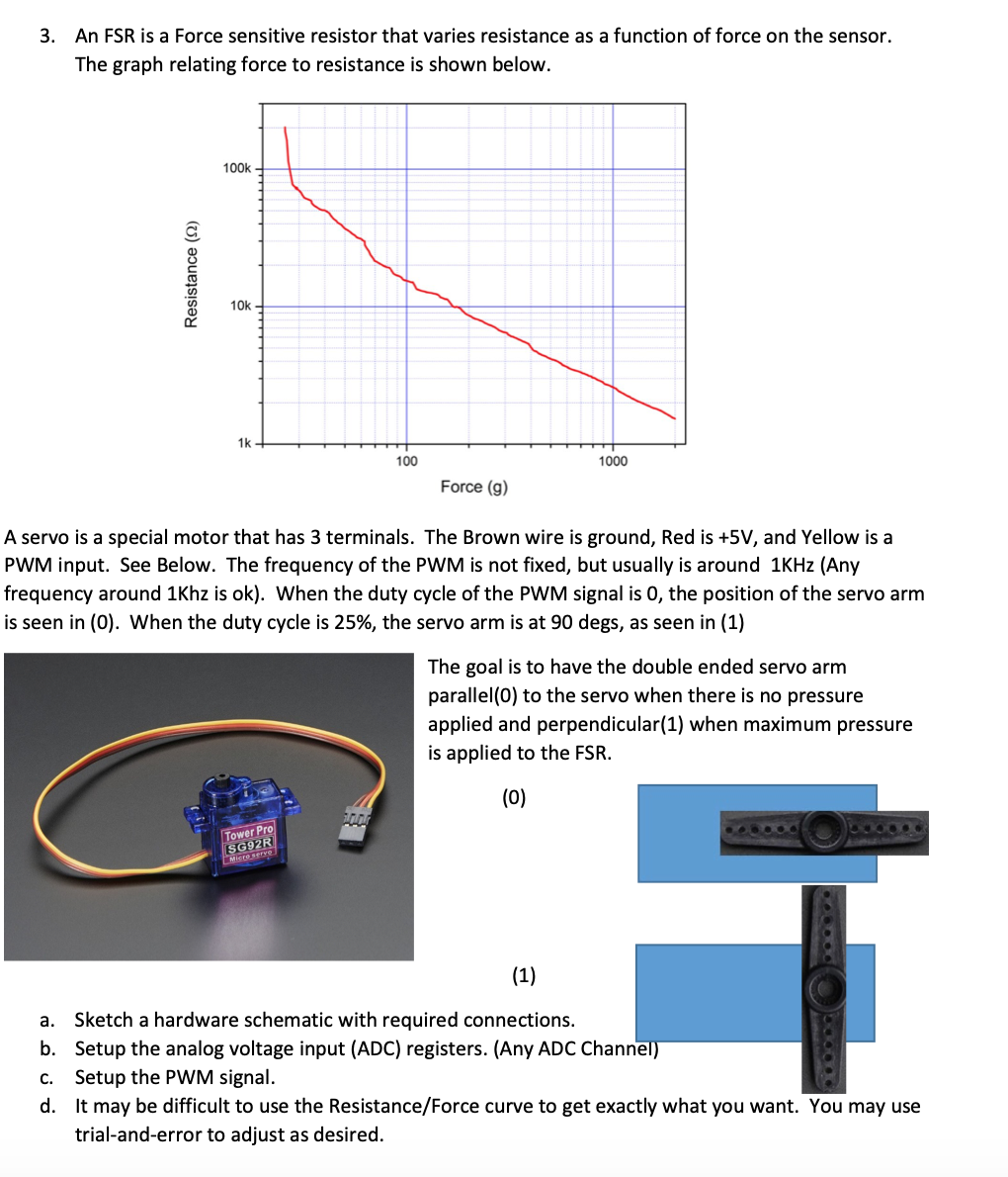 3. An FSR is a Force sensitive resistor that varies | Chegg.com