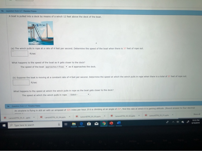 Solved Question from 3.7 Related Rates 13 A boat is pulled | Chegg.com