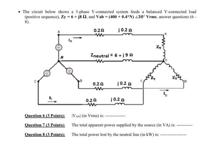 Solved • The circuit below shows a 3-phase Y-connected | Chegg.com
