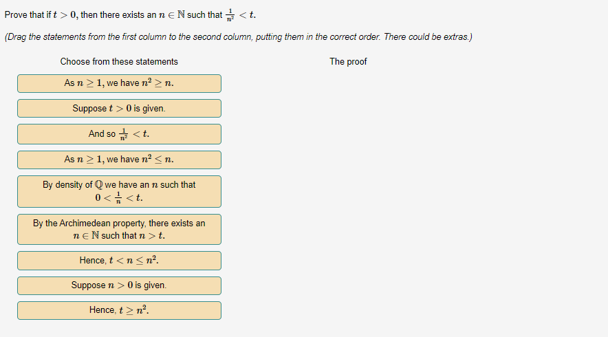 Solved Prove that if t>0, then there exists an n∈N such that | Chegg.com