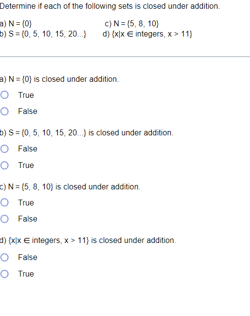 Solved Determine if each of the following sets is closed | Chegg.com