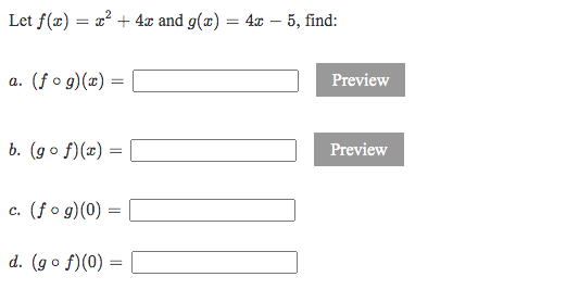 Solved Let f(x) = x2 + 4x and g(x) = 4x – 5, find: a. | Chegg.com