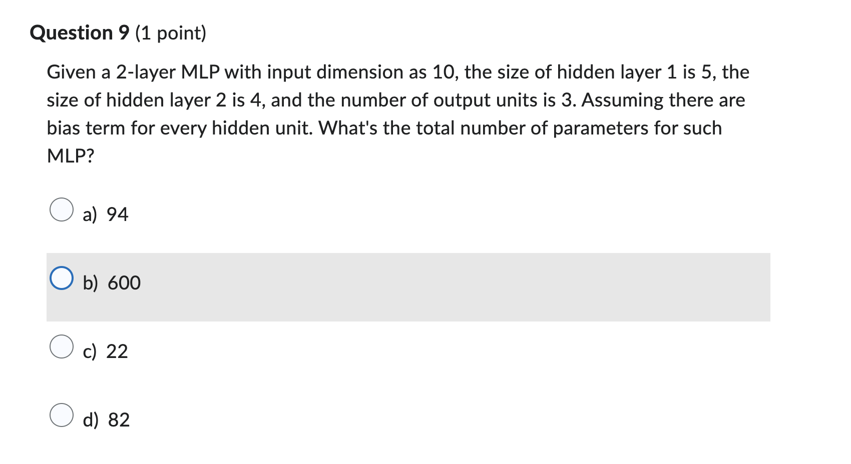Solved Given a 2-layer MLP with input dimension as 10 , the | Chegg.com
