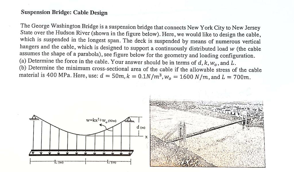 Solved Suspension Bridge: Cable Design The George Washington | Chegg.com