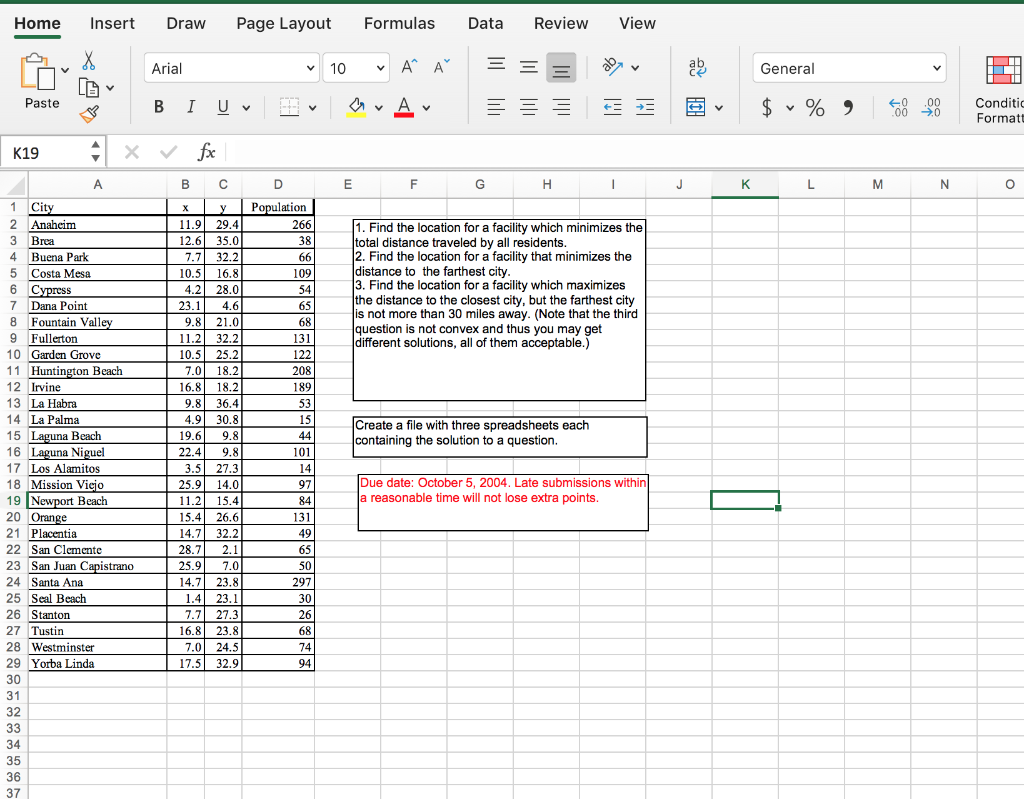 Home Insert Draw Page Layout Formulas Data Review | Chegg.com