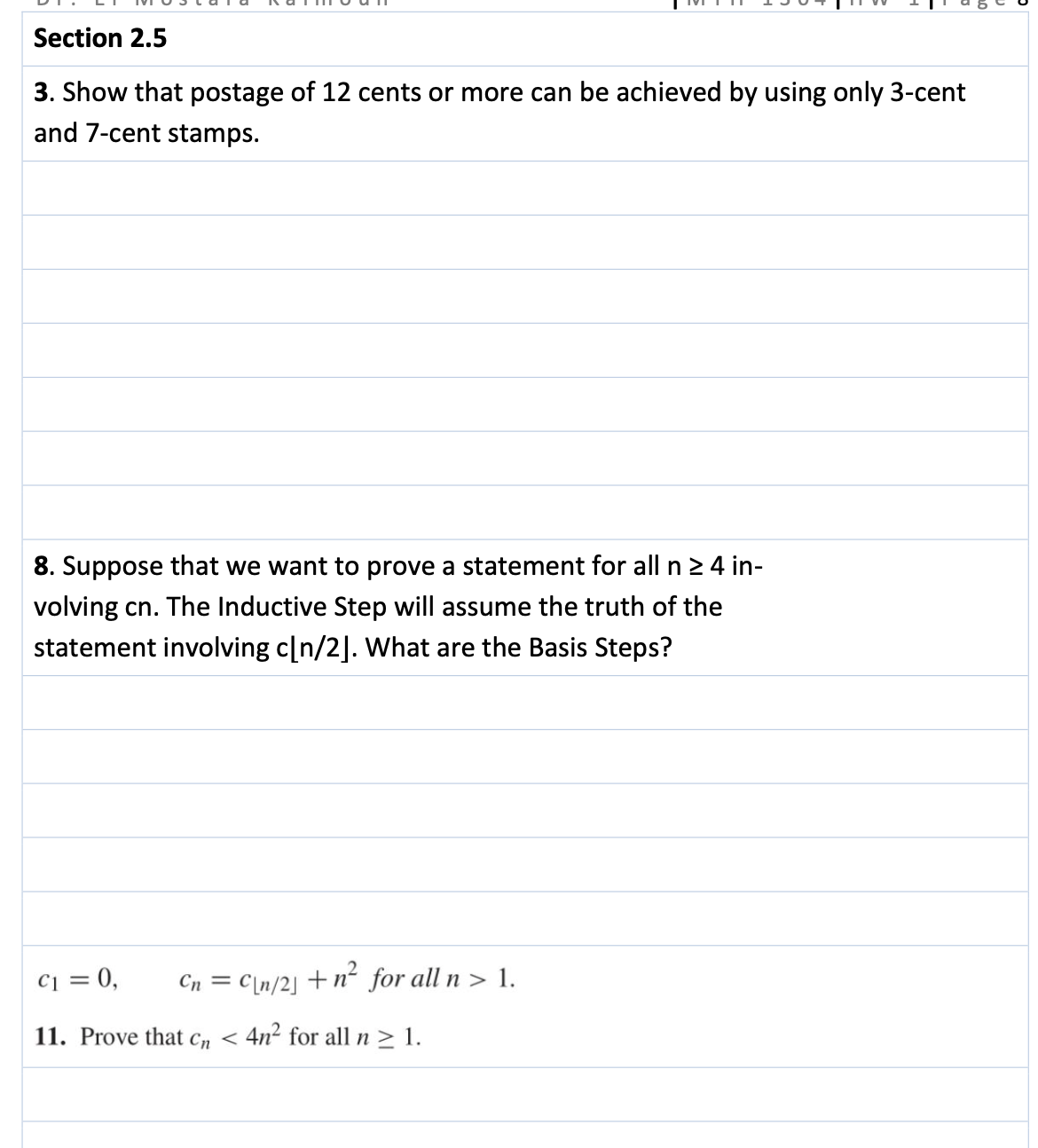 Solved 3. Show that postage of 12 cents or more can be | Chegg.com