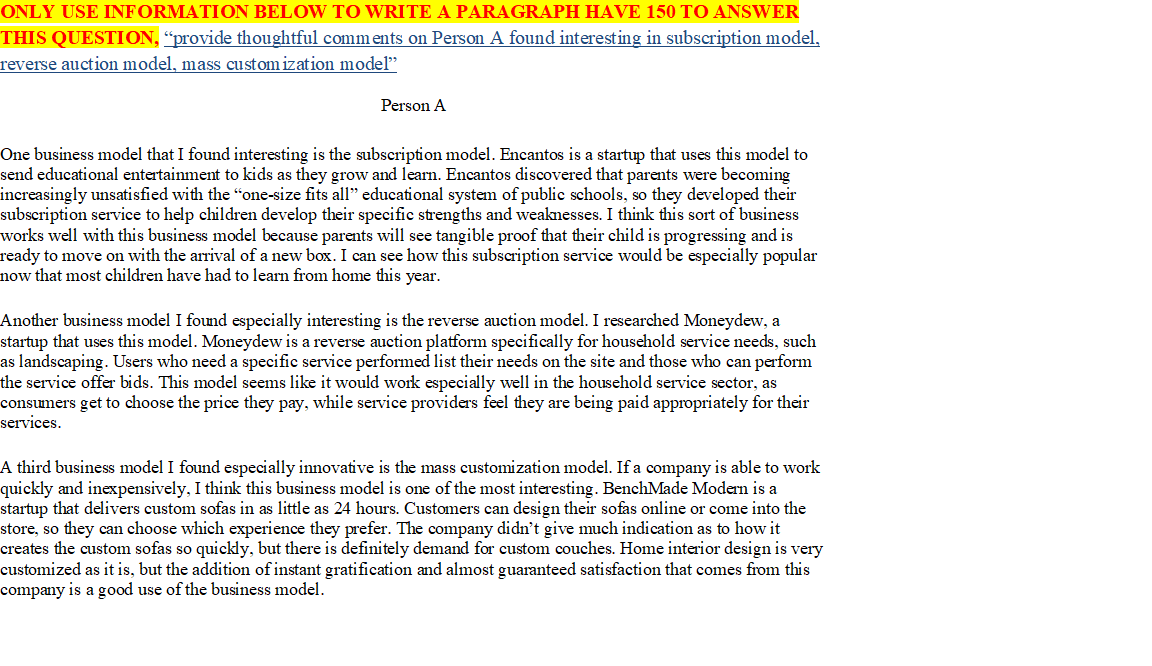 Solved ONLY USE INFORMATION BELOW TO WRITE A PARAGRAPH HAVE | Chegg.com