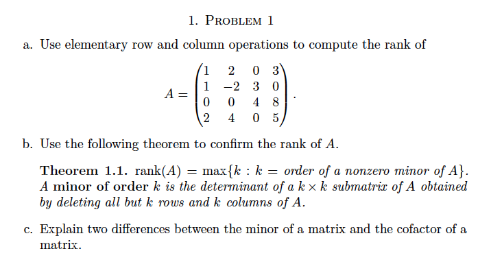 Solved a. Use elementary row and column operations to | Chegg.com