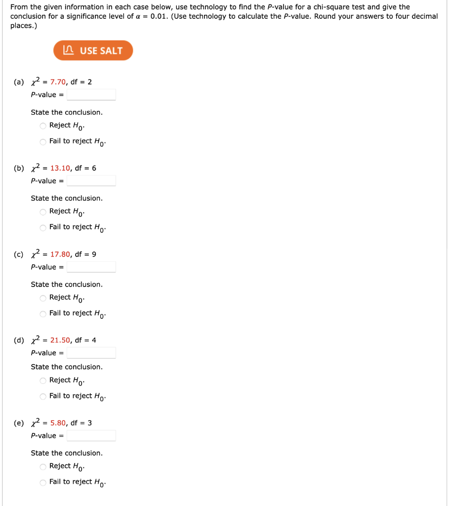 Solved From The Given Information In Each Case Below Use 