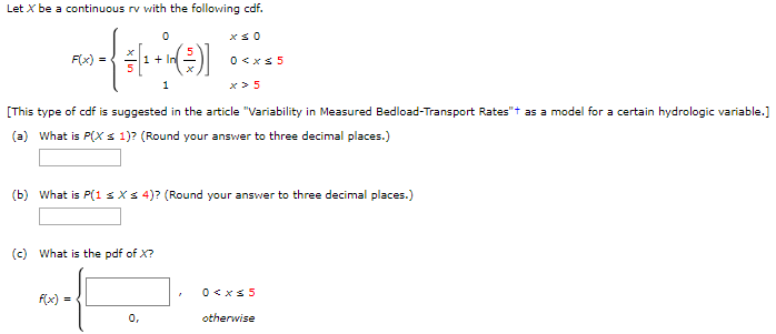 Solved Let X be a continuous rv with the following cdf. Fx) | Chegg.com