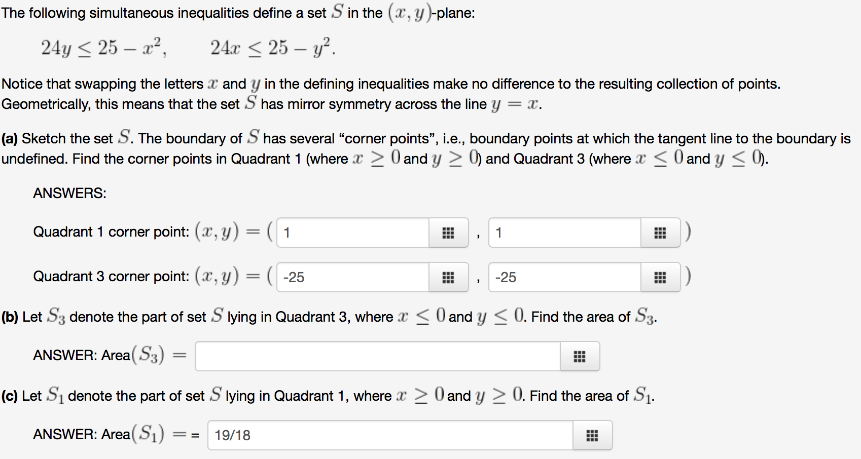 Solved The following simultaneous inequalities define a set | Chegg.com