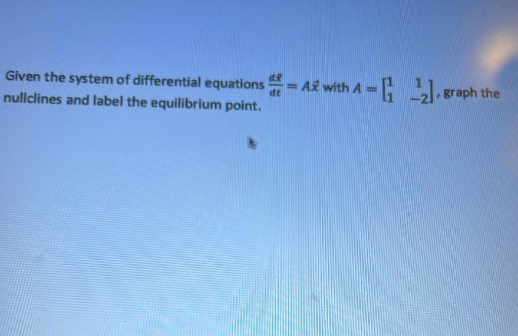 Solved Given the system of differential equations dtdx=Ax | Chegg.com