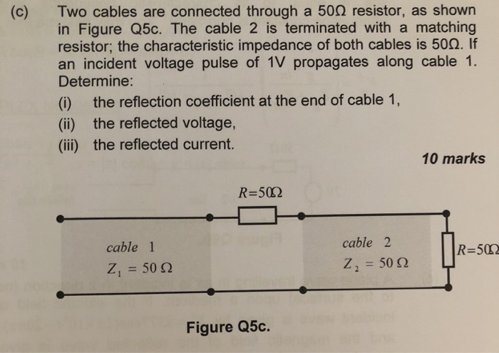 Solved (c) Two cables are connected through a 500 resistor, | Chegg.com