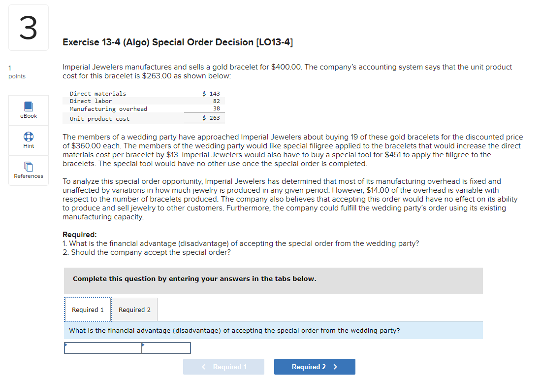 Solved Exercise 13-4 (Algo) ﻿Special Order Decision | Chegg.com