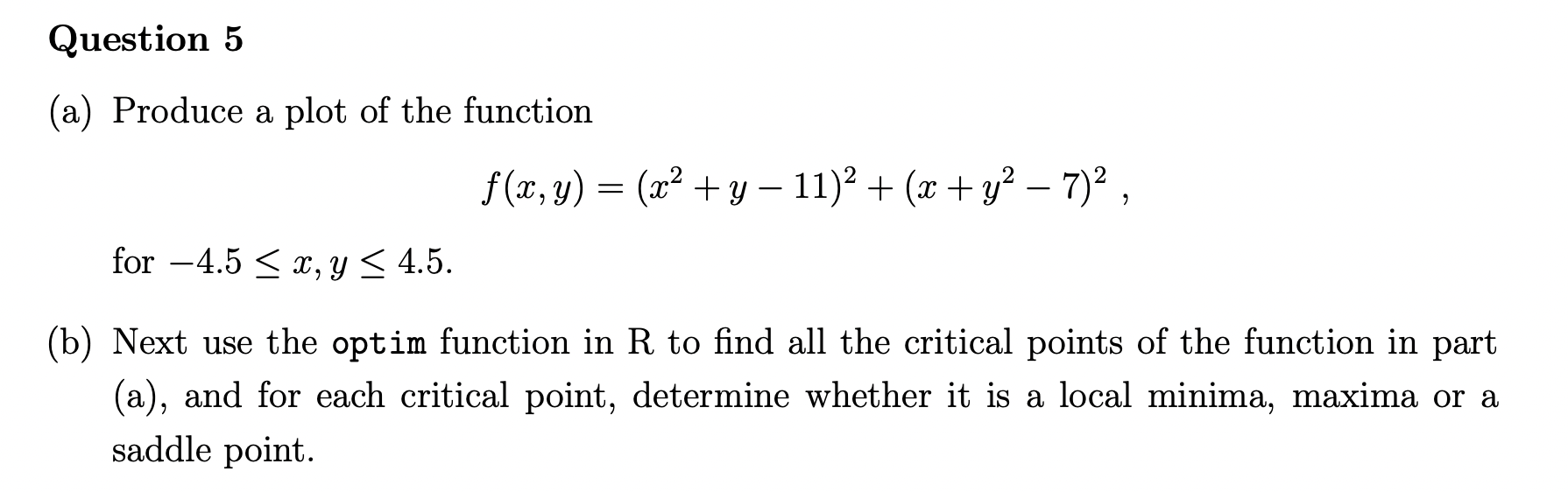 (a) Produce a plot of the function | Chegg.com