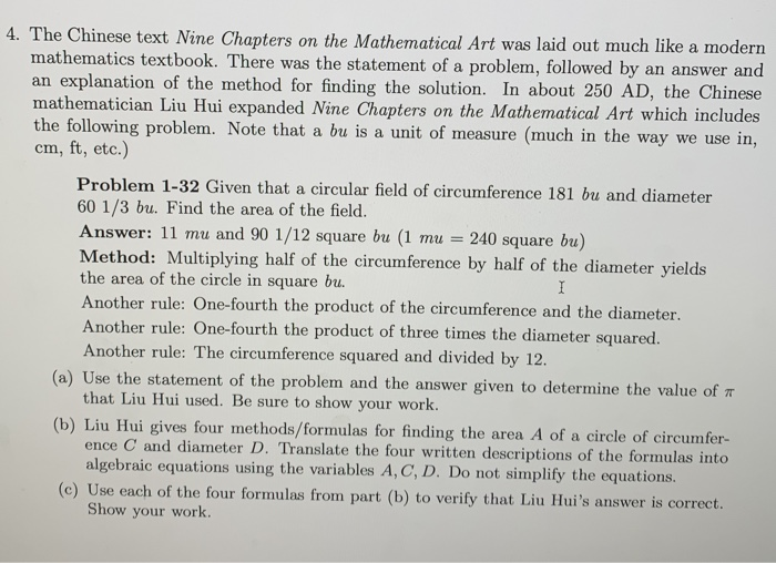 Solved The Chinese text Nine Chapters on the Mathematical | Chegg.com