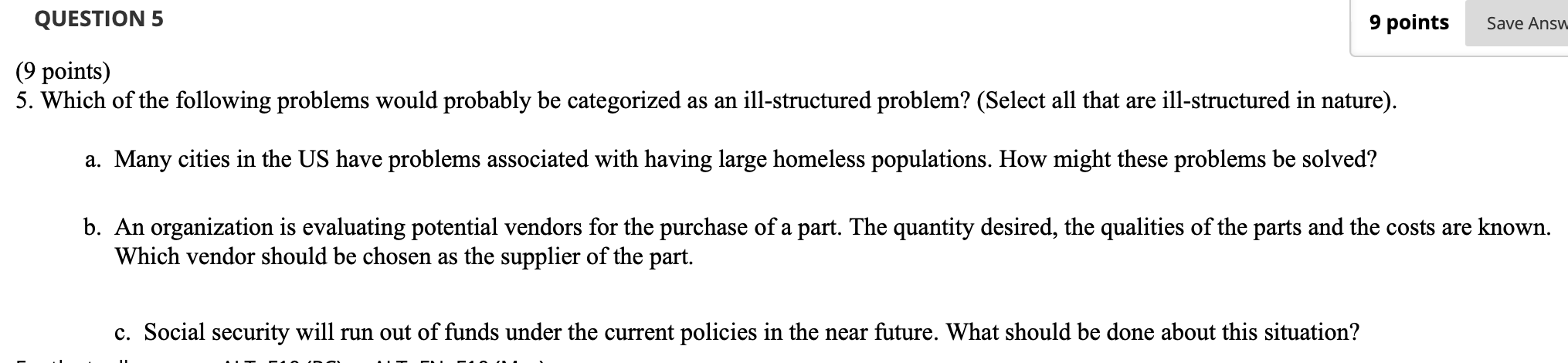 Solved 9 points) Which of the following problems would | Chegg.com