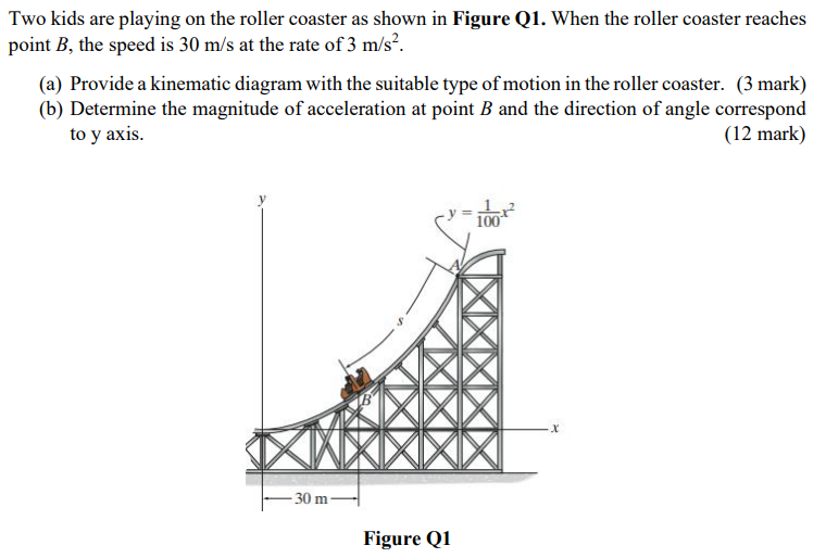 Solved Two kids are playing on the roller coaster as shown | Chegg.com