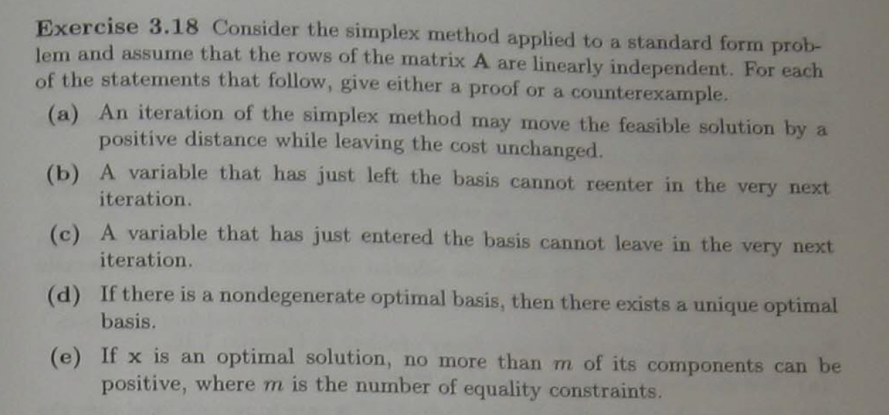 Solved Exercise 318 Consider The Simplex Method Applied To 