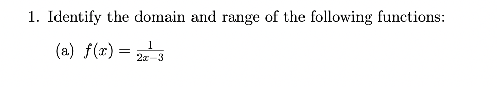 Solved 1. Identify the domain and range of the following | Chegg.com