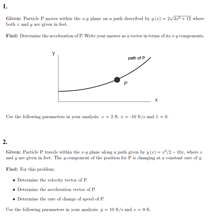 Solved 1. Given: Particle P moves within the c-y plane on a | Chegg.com