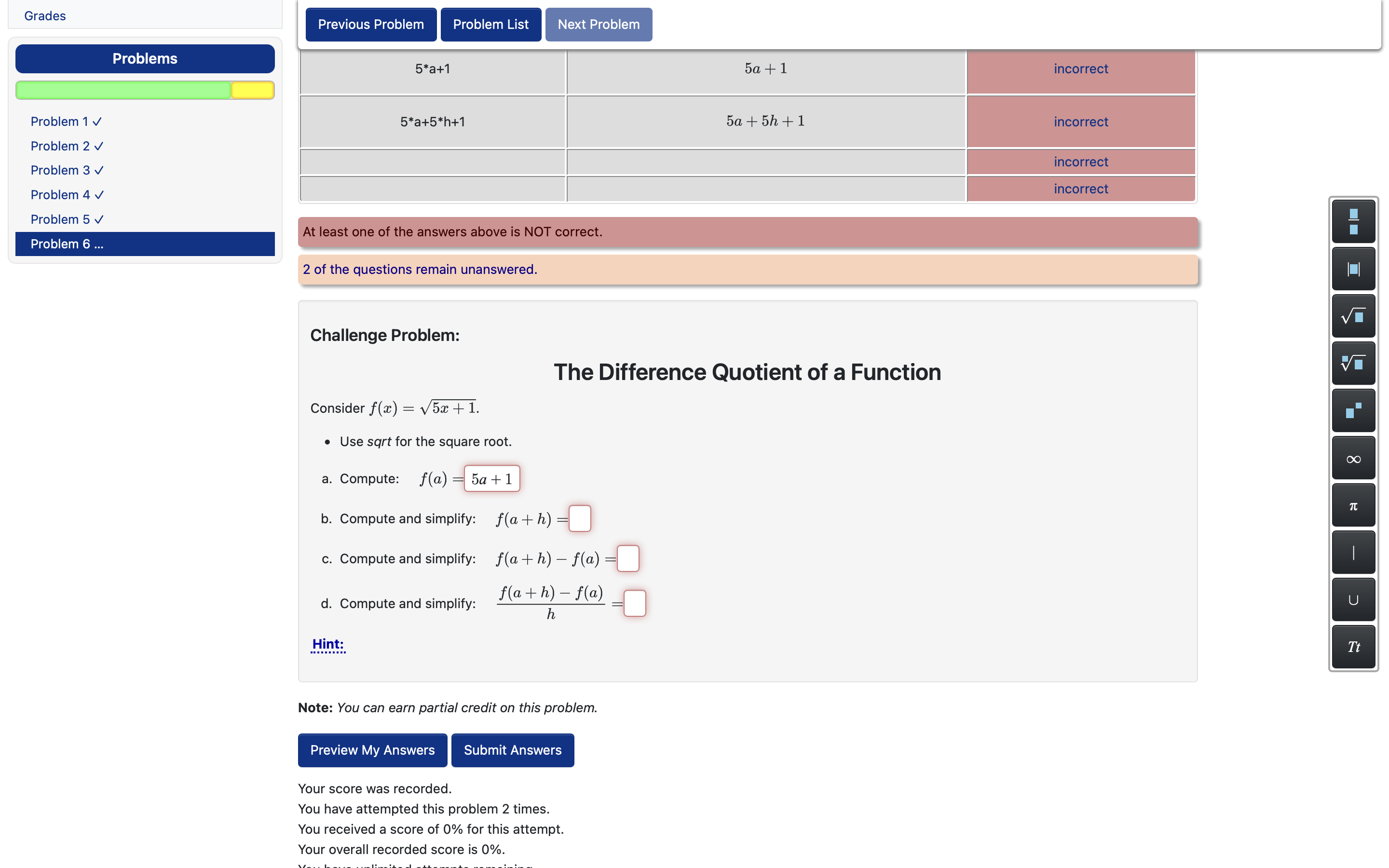 Solved Challenge Problem: The Difference Quotient of a | Chegg.com