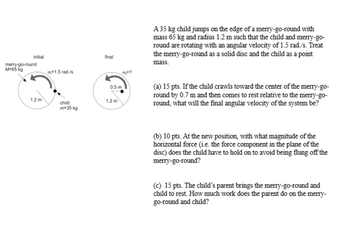 Solved A 35 kg child jumps on the edge of a merry-go-round | Chegg.com