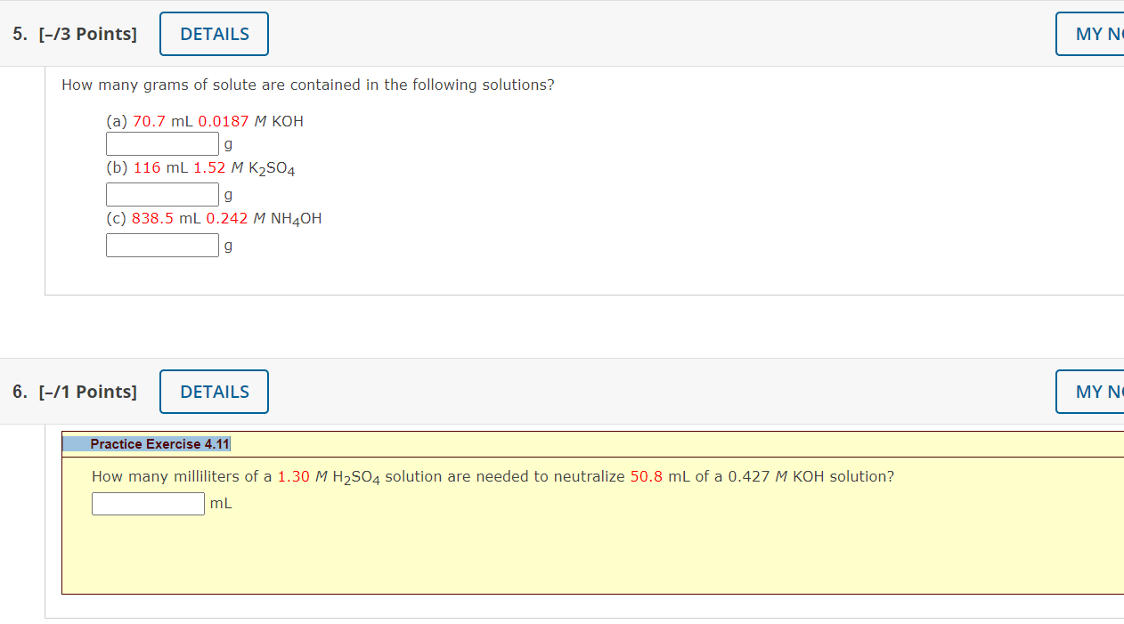 Solved Calculate the new molarity if each of the following | Chegg.com