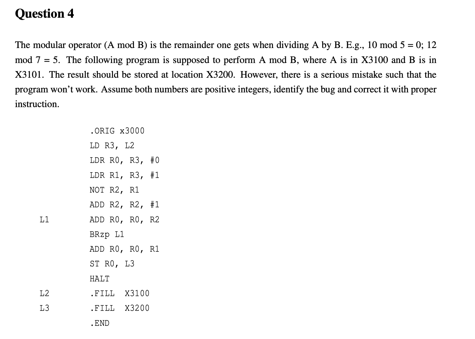Solved The modular operator (A mod B) is the remainder one | Chegg.com