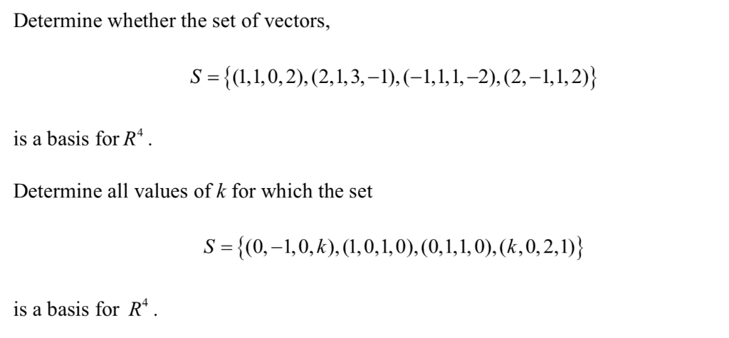 Solved Determine whether the set of vectors is a basis for | Chegg.com