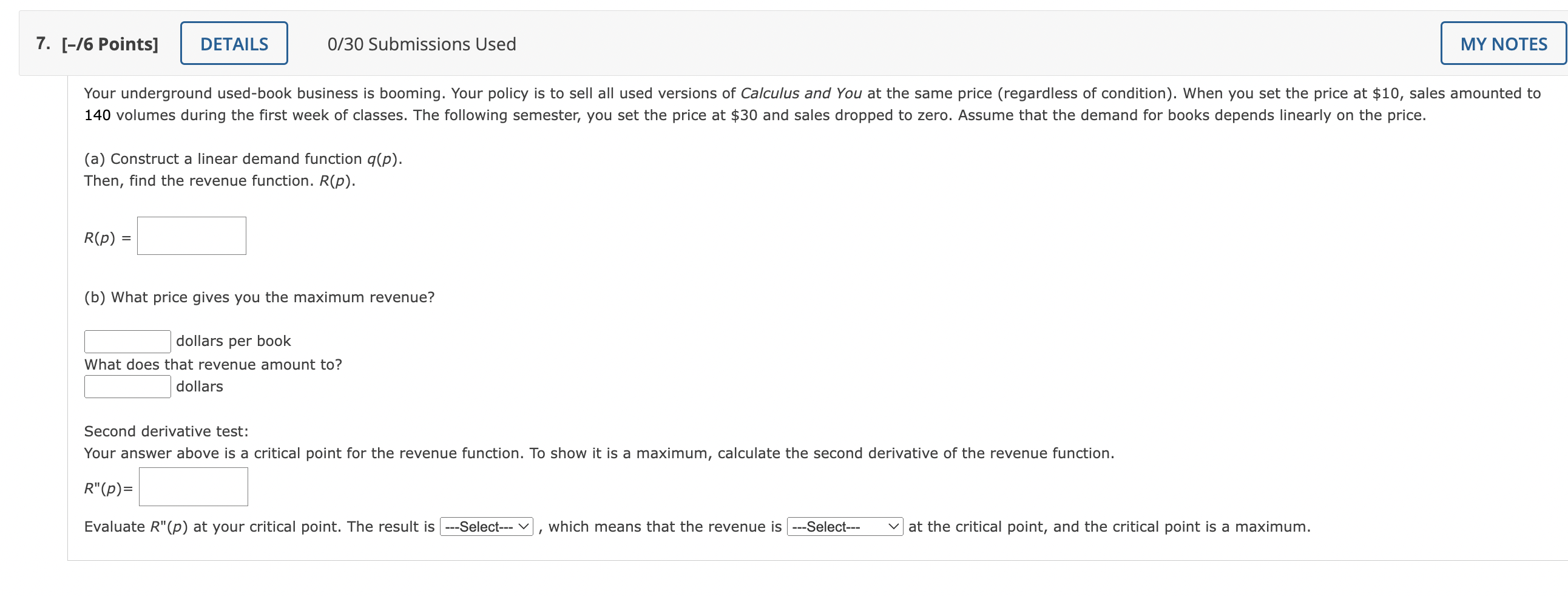 Solved (a) Construct a linear demand function q(p). Then, | Chegg.com