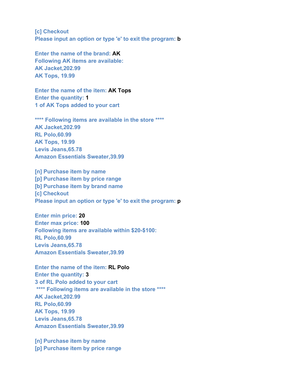 Solved Write a python application to simulate a dummy online | Chegg.com